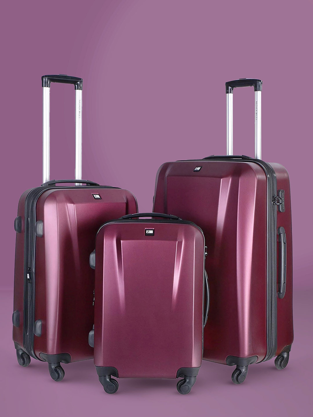 Buy Nasher Miles Unisex Set Of 3 Maroon Trolley Bags - Trolley Bag for ...