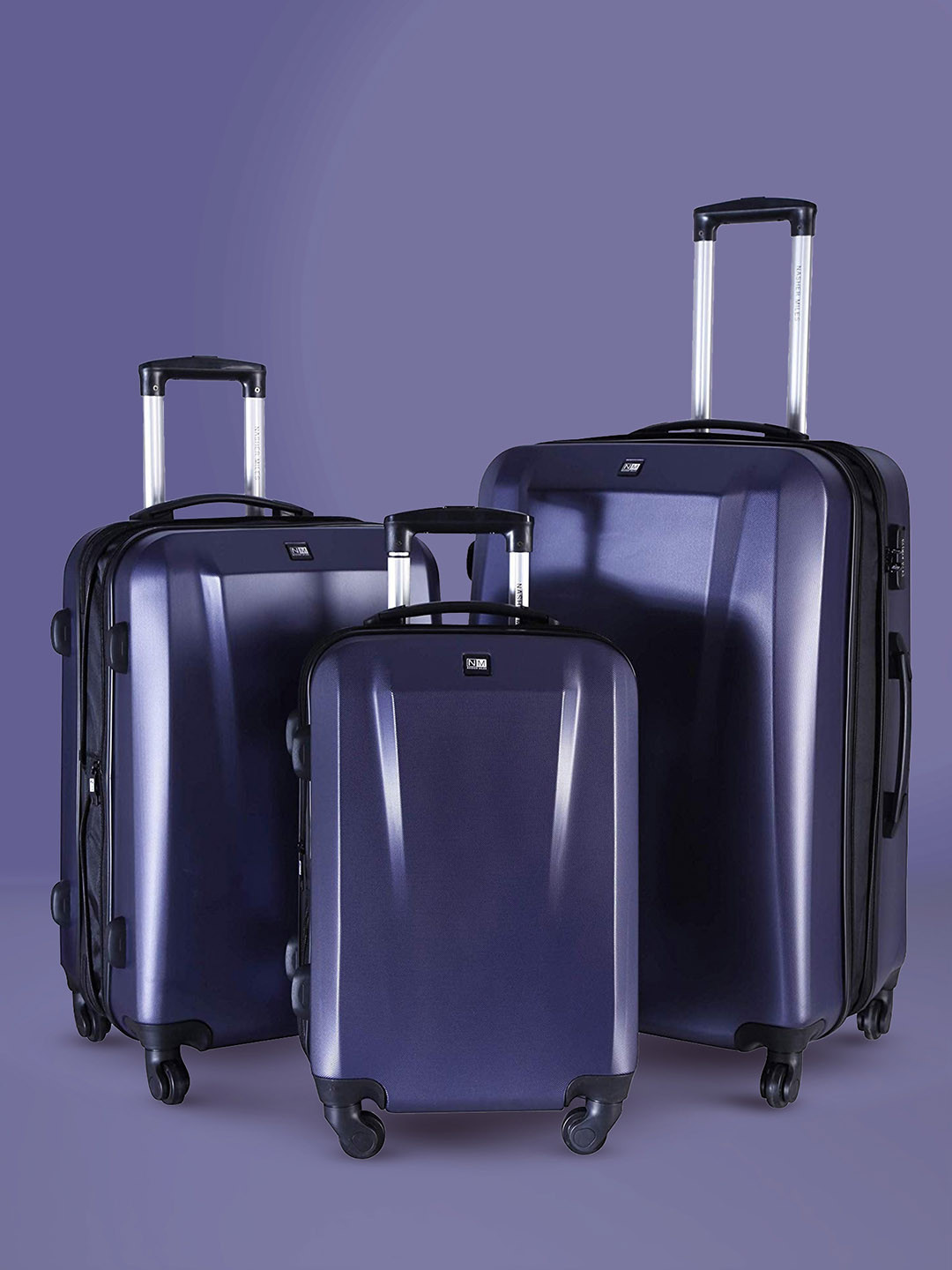 Buy Nasher Miles Unisex Set Of 3 Purple Trolley Bags - Trolley Bag for ...