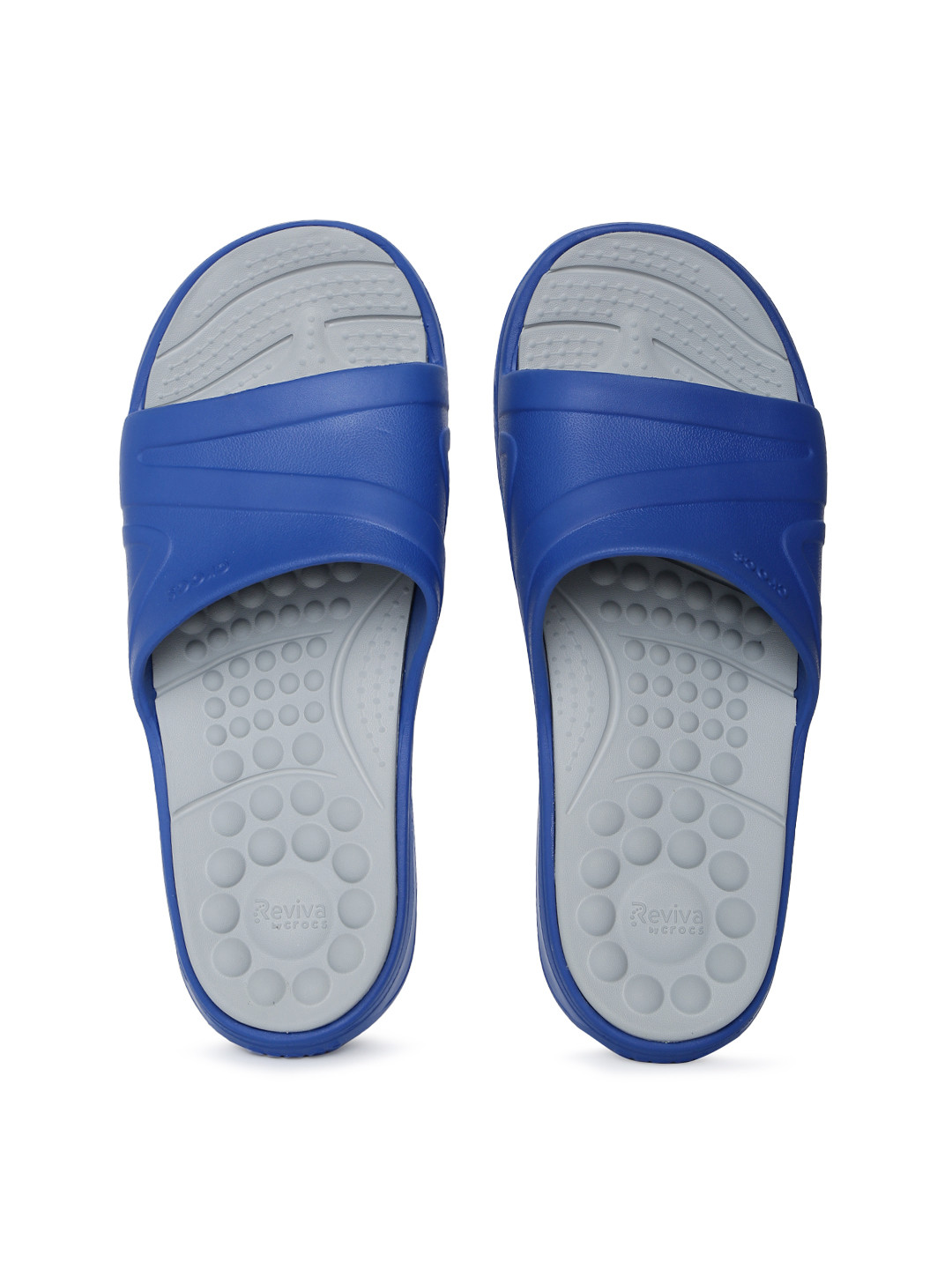 Buy Crocs Unisex Blue Solid Sliders - Flip Flops for Unisex 8540525 ...