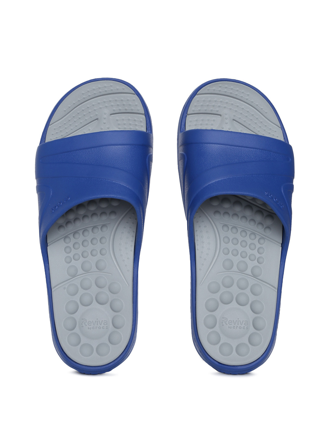 Buy Crocs Unisex Navy Blue & Grey Solid Sliders - Flip Flops for Unisex ...