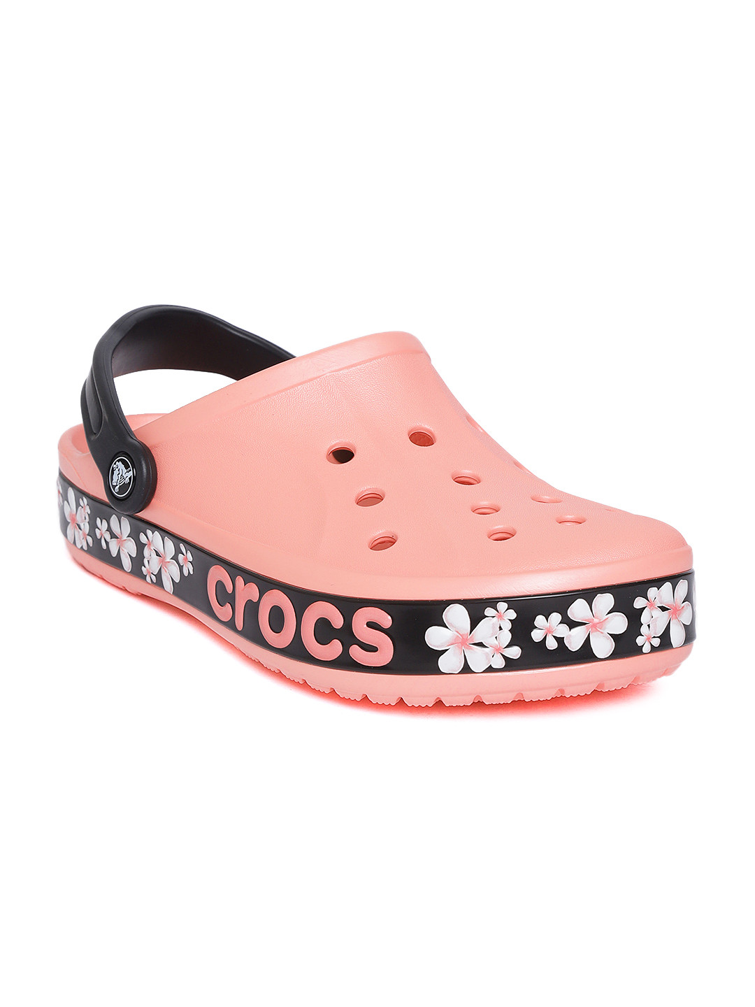 Buy Crocs Bayaband Women Peach Coloured Black Cut Out Clogs - Flip ...