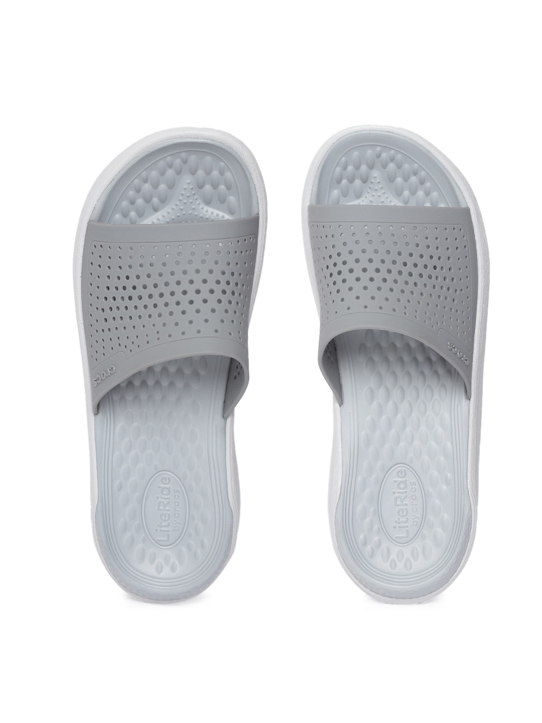 Buy Crocs Unisex Grey Textured Sliders - Flip Flops for Unisex 8568833 ...