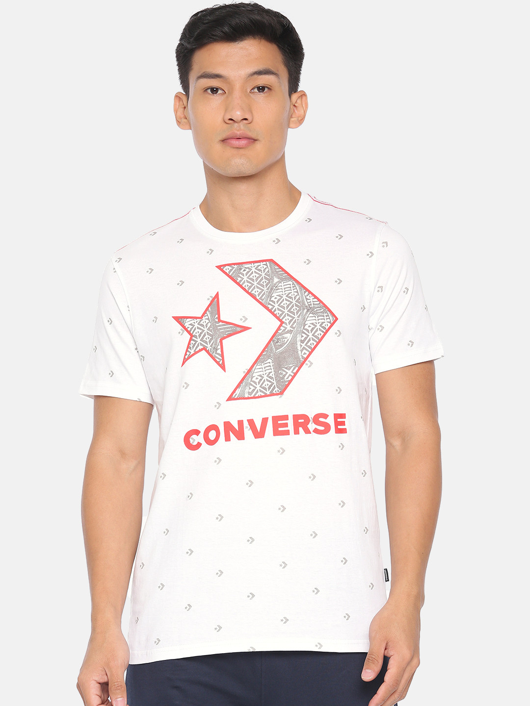 Buy Converse Men White Printed Round Neck Pure Cotton T Shirt - Tshirts ...