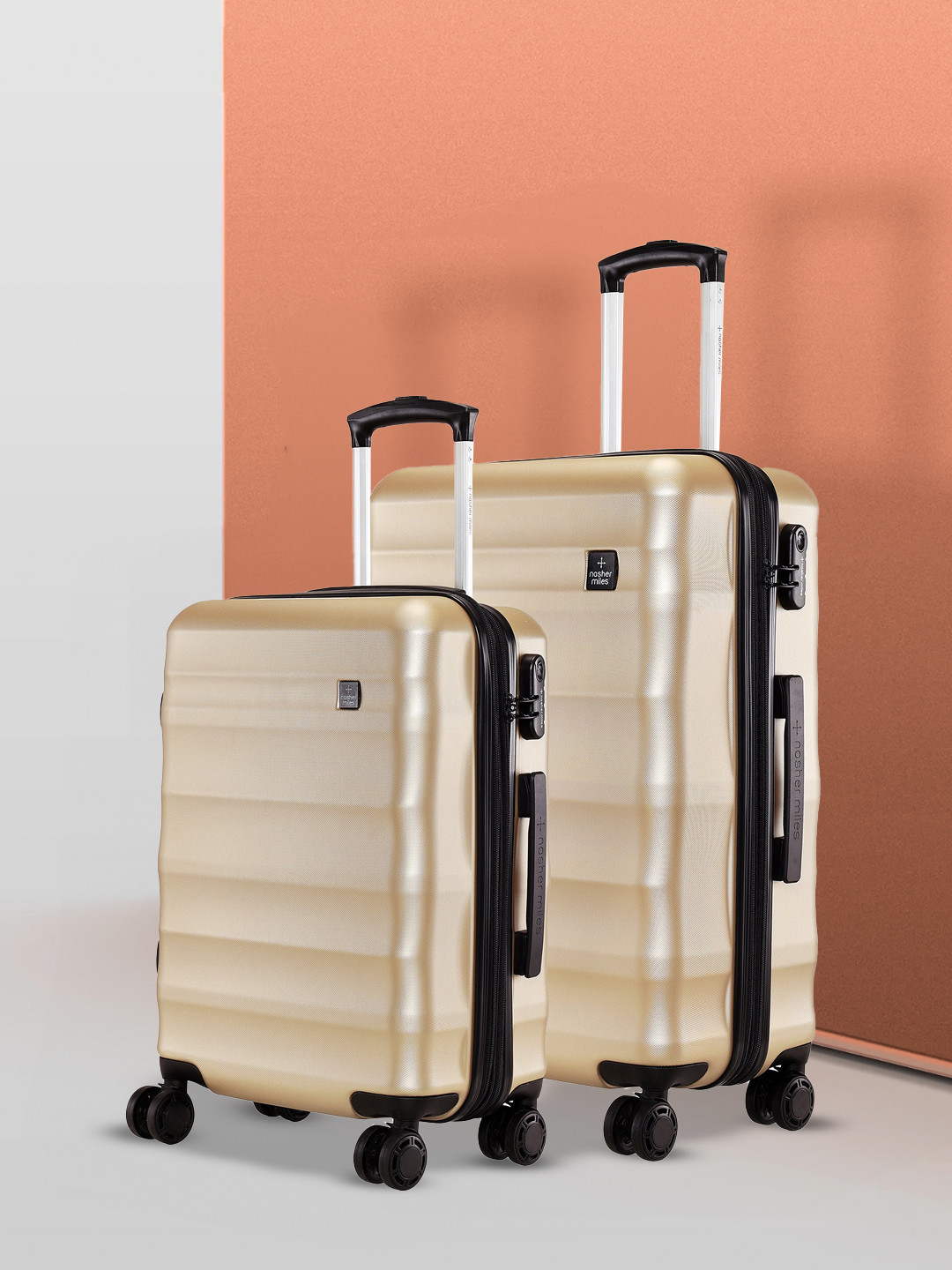 Buy Nasher Miles Set Of 2 Rome Textured Hard Sided Trolley Bags ...