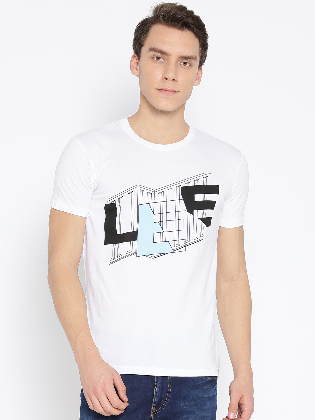 Buy Lee Men White Printed Round Neck T Shirt - Tshirts for Men 8585991 ...