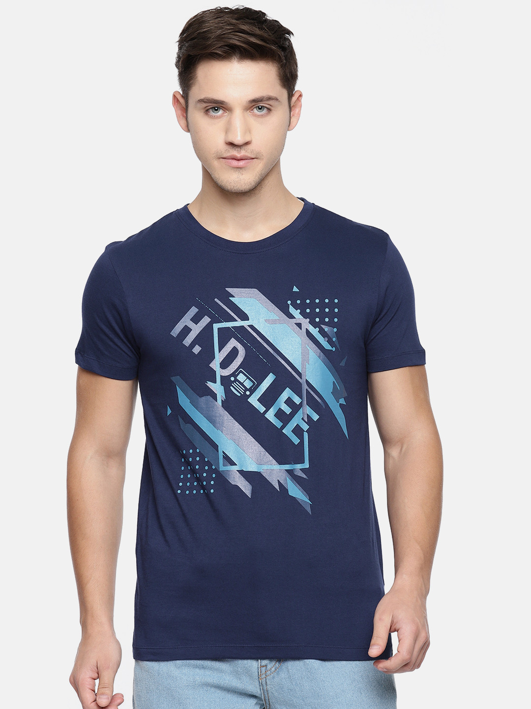 Buy Lee Men Navy Blue Printed T Shirt - Tshirts for Men 8586101 | Myntra