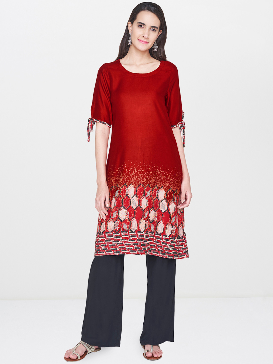 Buy Global Desi Maroon Printed Tunic - Tunics for Women 8586263 | Myntra
