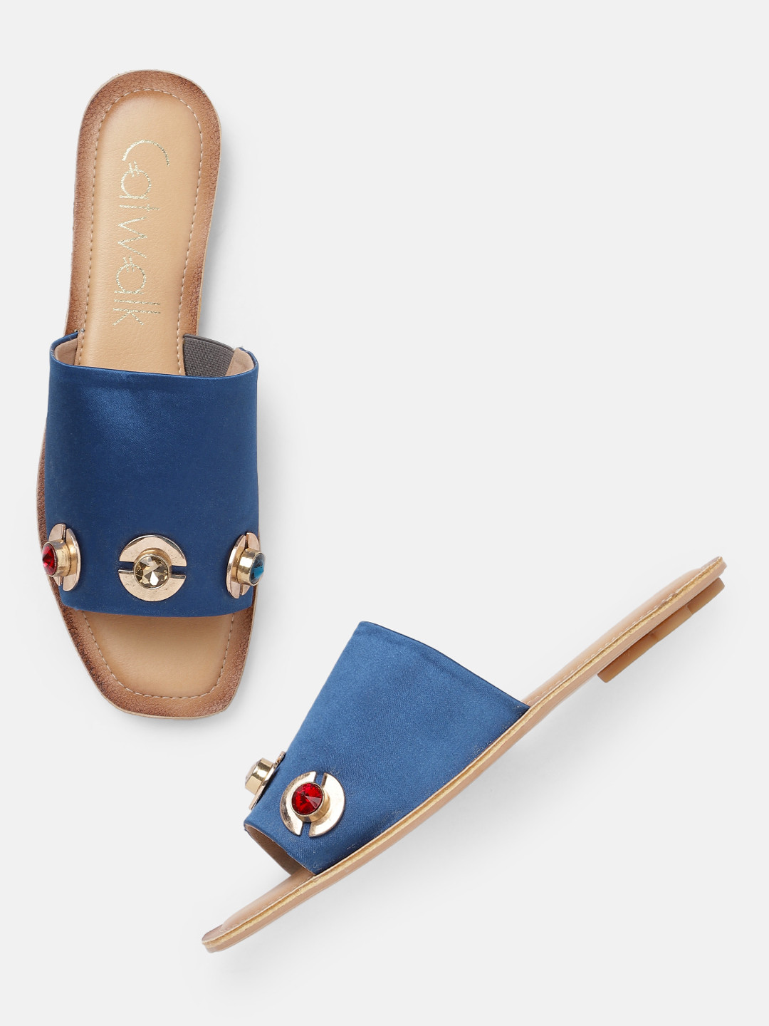 Buy Catwalk Women Navy Blue Embellished Open Toe Flats - Flats for ...