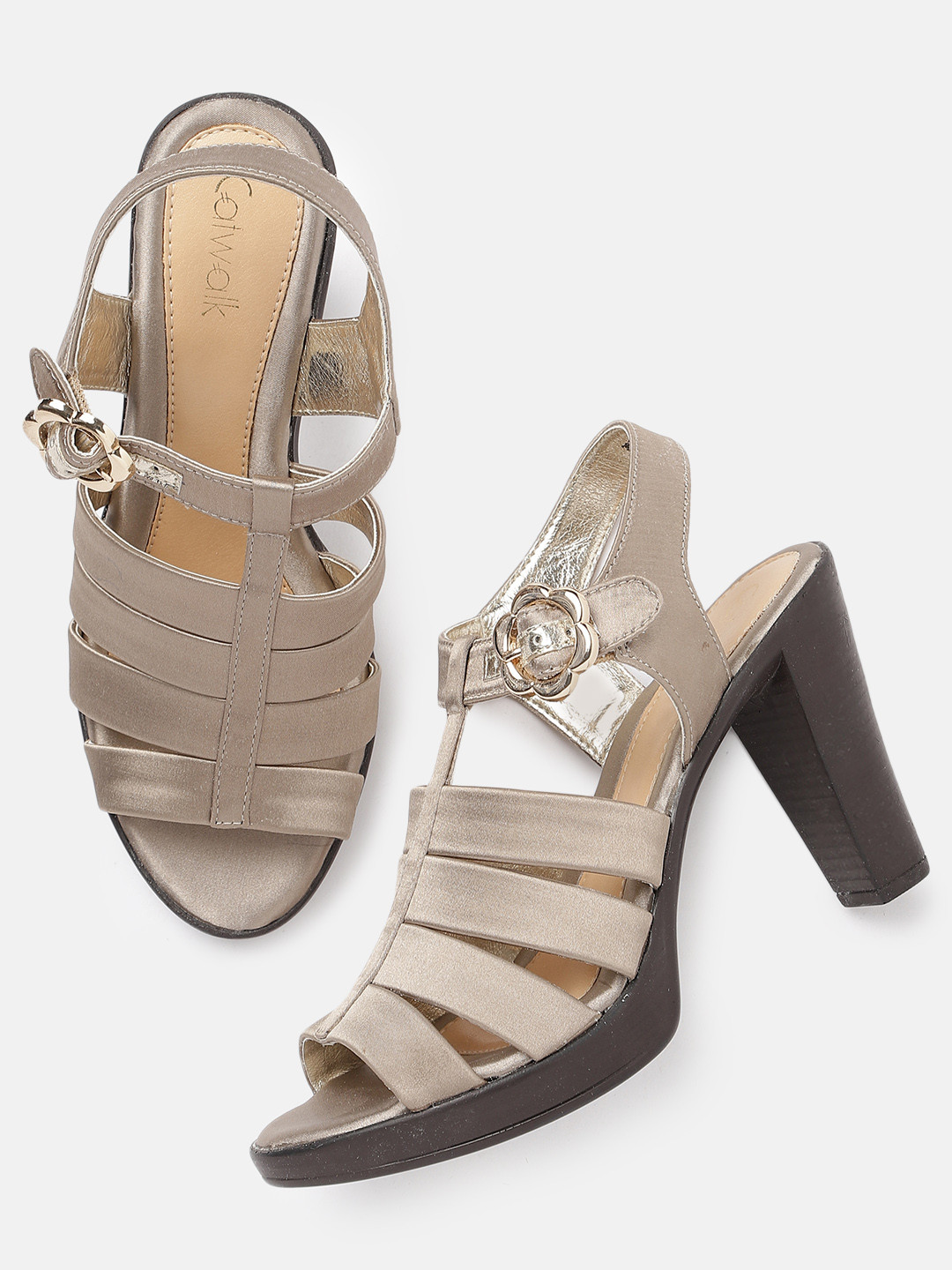 Buy Catwalk Women Beige Solid Sandals - Heels for Women 8607573 | Myntra