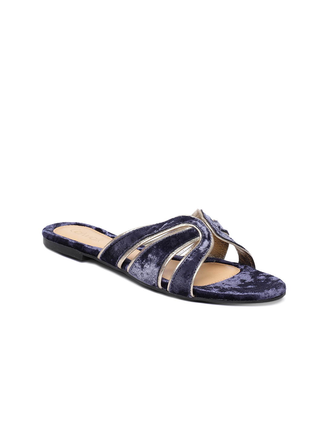 Buy Catwalk Women Navy Blue Solid Open Toe Flats - Flats for Women ...