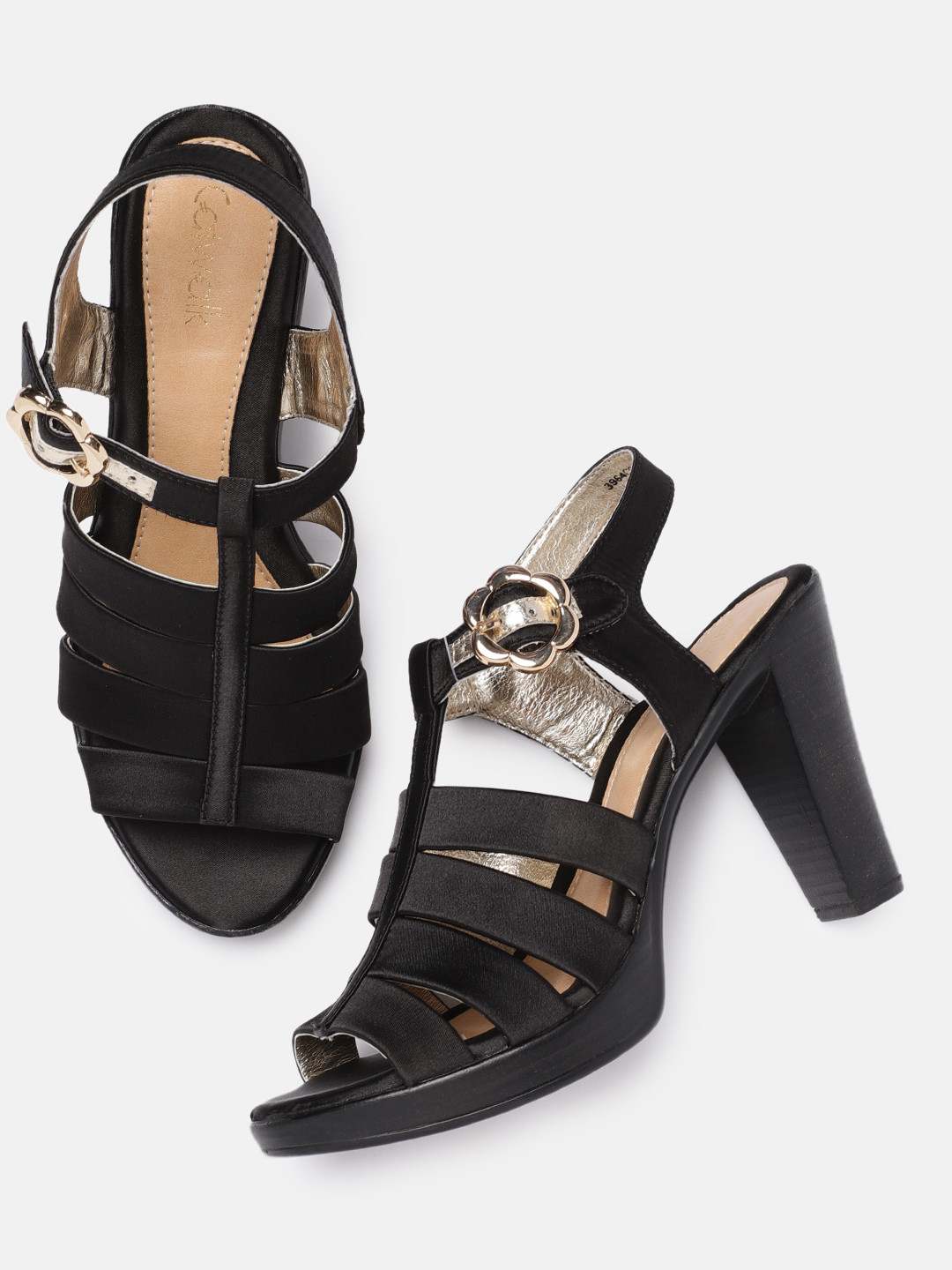 Buy Catwalk Women Black Solid Sandals - Heels for Women 8607865 | Myntra