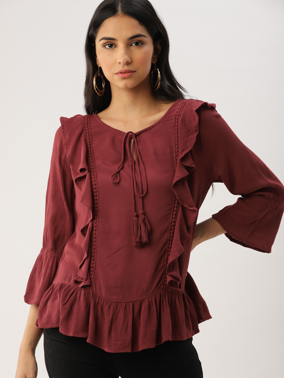 Buy Ms.Taken Women Maroon Solid Top - Tops for Women 8625437 | Myntra