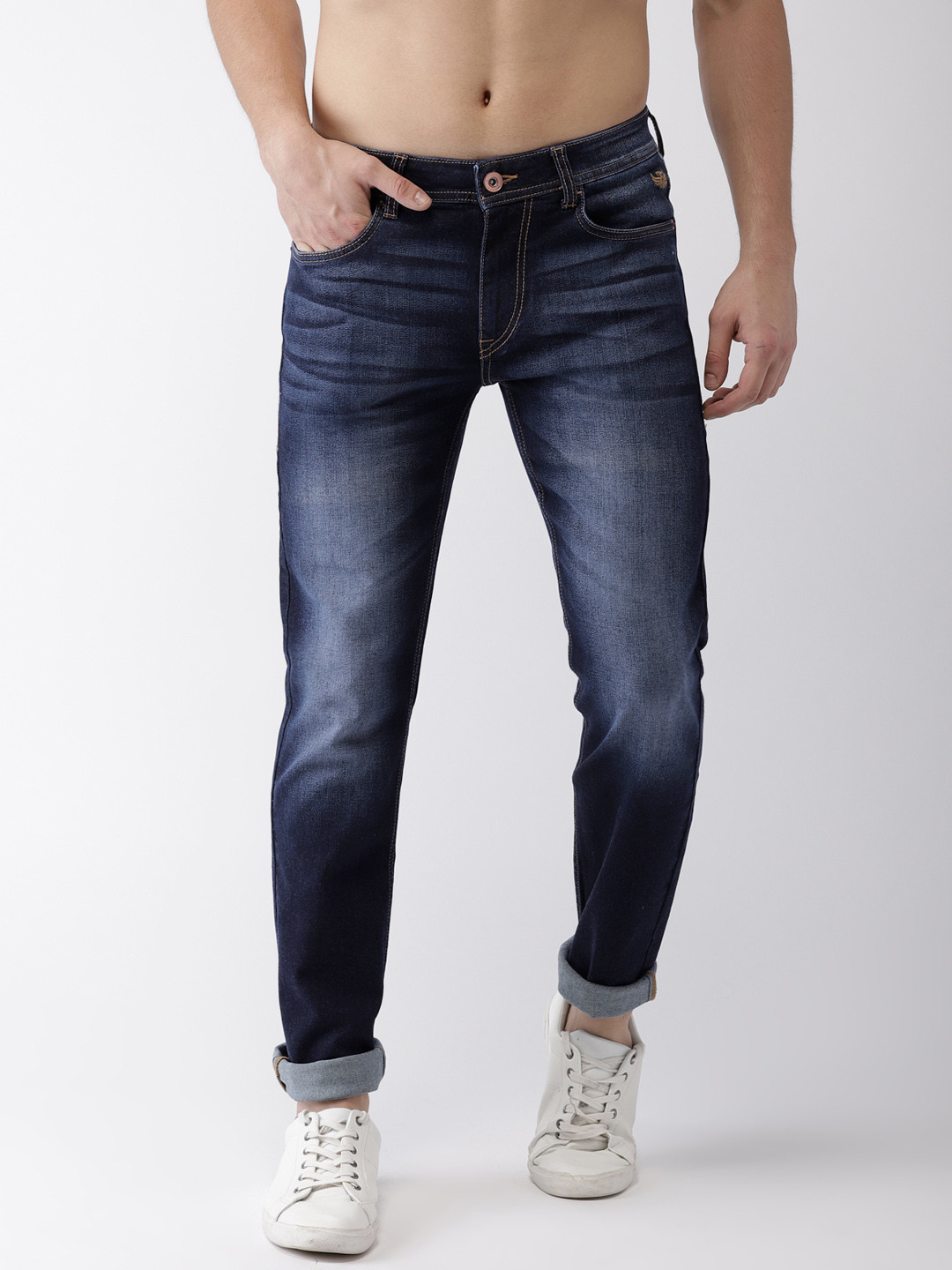 Buy Flying Machine Men Blue Michael Slim Tapered Fit Mid Rise Clean ...