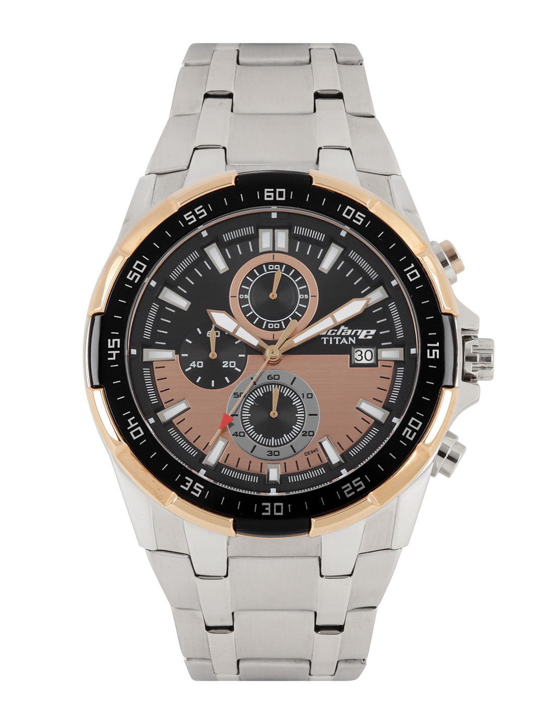 Buy Titan Octane Men Black & Rose Gold Toned Dial Chronograph Watch ...