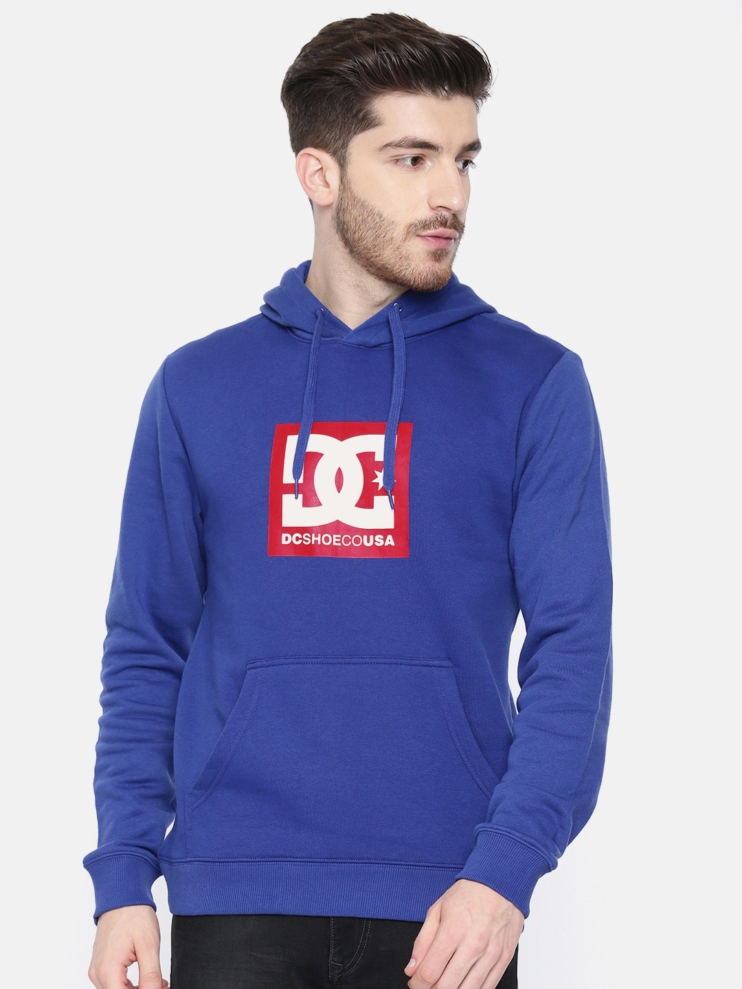 Buy DC Men Blue Printed Hooded Sweatshirt - Sweatshirts for Men 8661337 ...