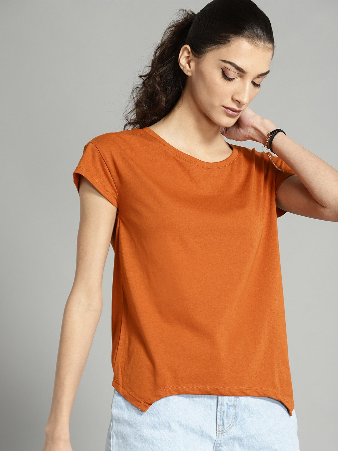 Buy Roadster Women Rust Orange Solid Top - Tops for Women 8661687 | Myntra