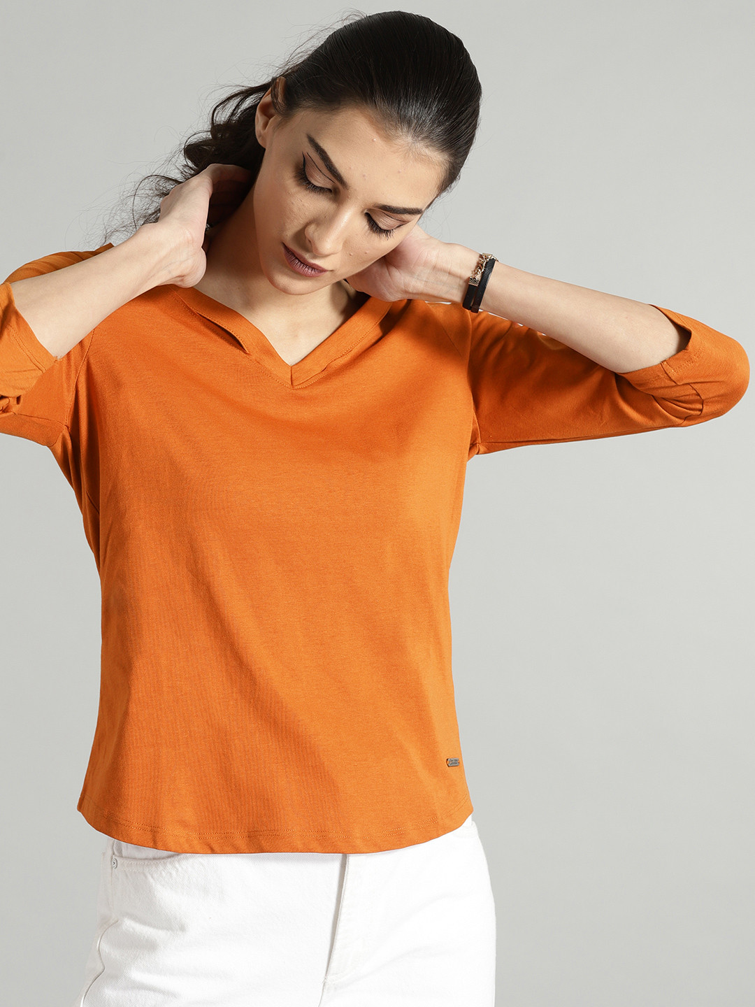 Buy Roadster Women Rust Orange Solid Top - Tops for Women 8661707 | Myntra