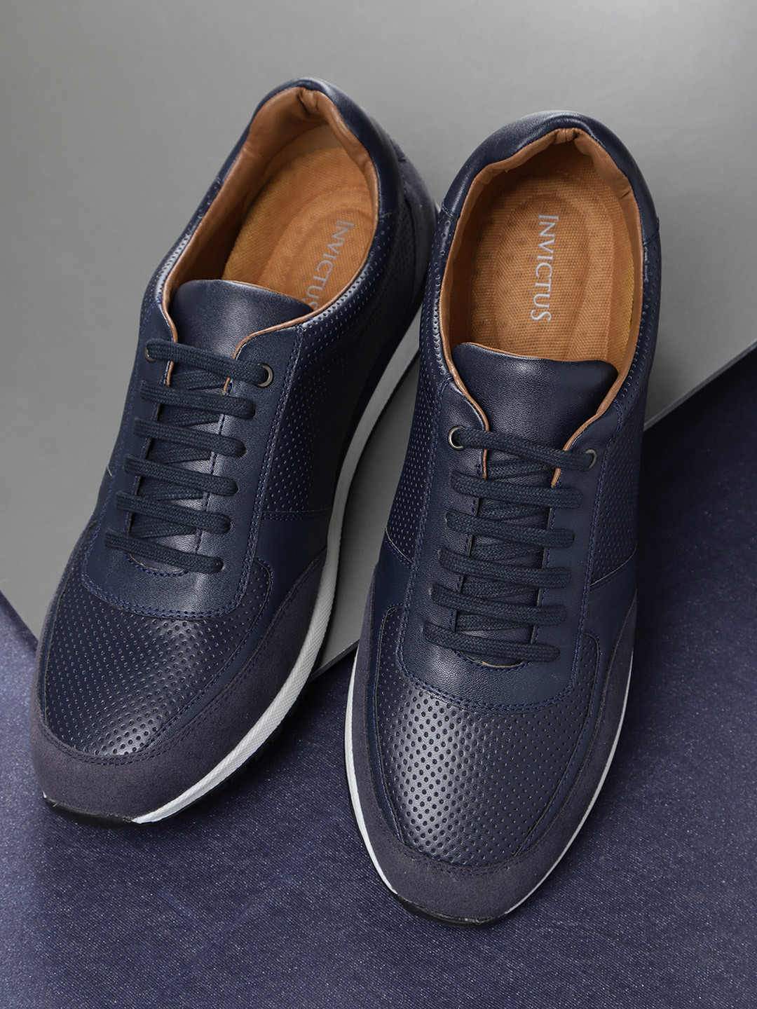 Buy INVICTUS Men Navy Blue Textured Sneakers - Casual Shoes for Men ...