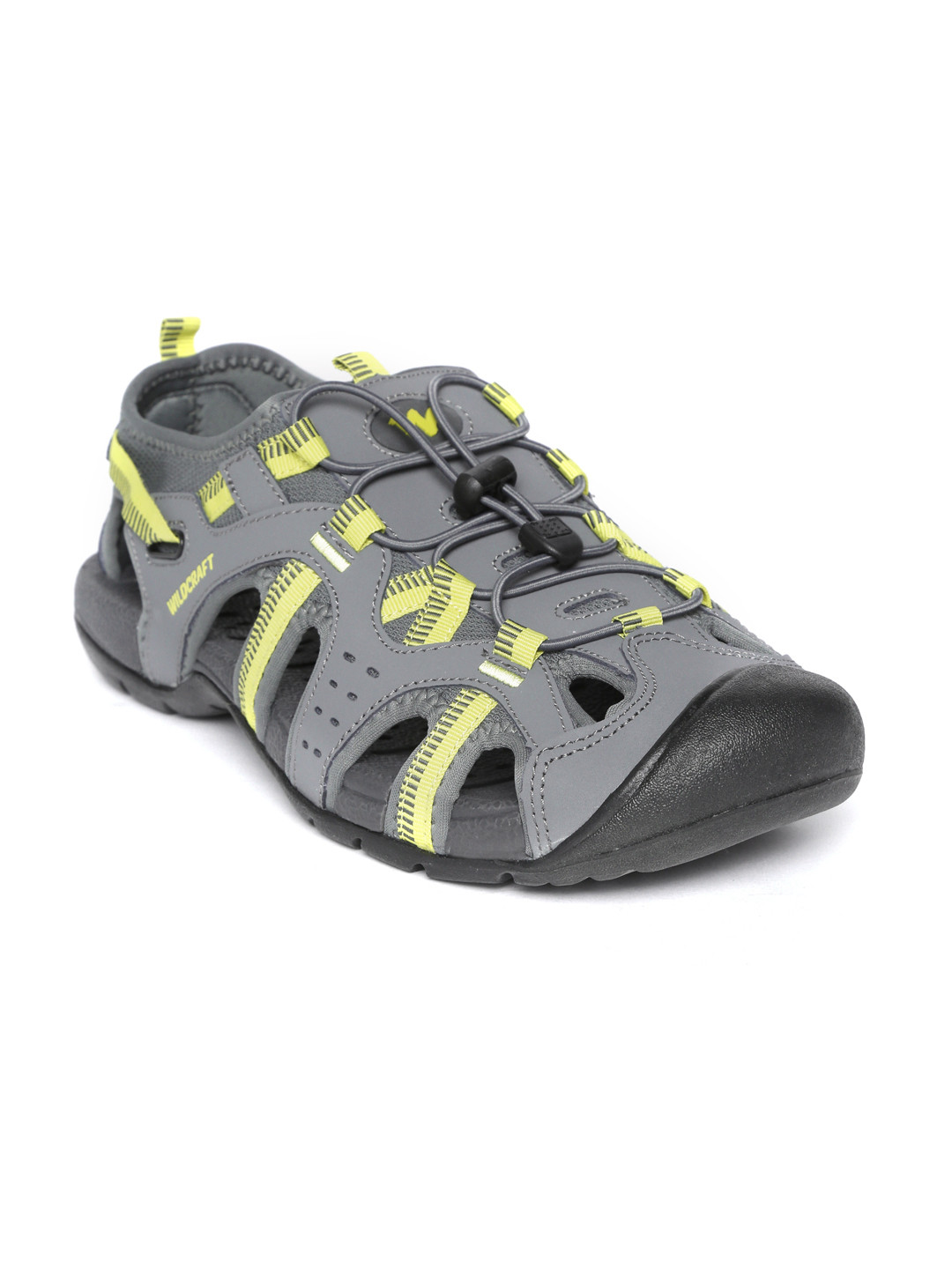 Buy Wildcraft Men Grey & Yellow Leather Sports Sandals - Sports Sandals ...