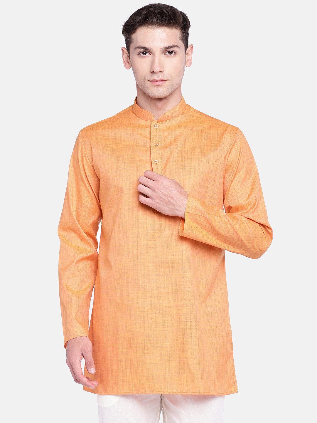 Buy Ethnicity Men Orange Woven Design Straight Kurta - Kurtas for Men ...