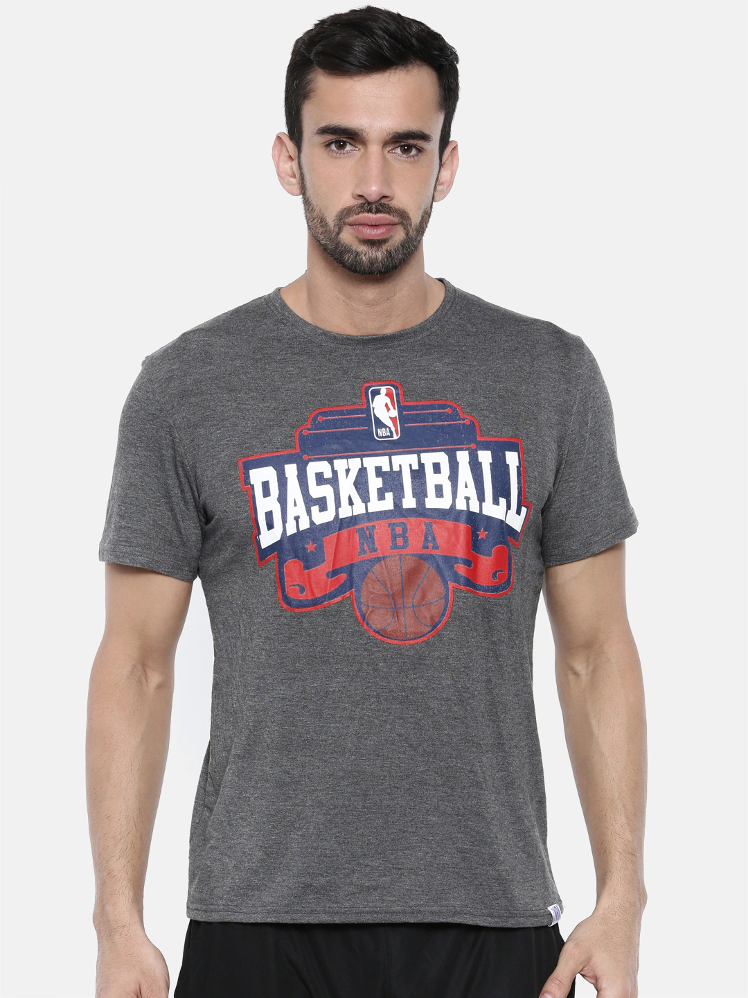 Buy NBA Men Charcoal Grey Printed Round Neck T Shirt - Tshirts for Men ...