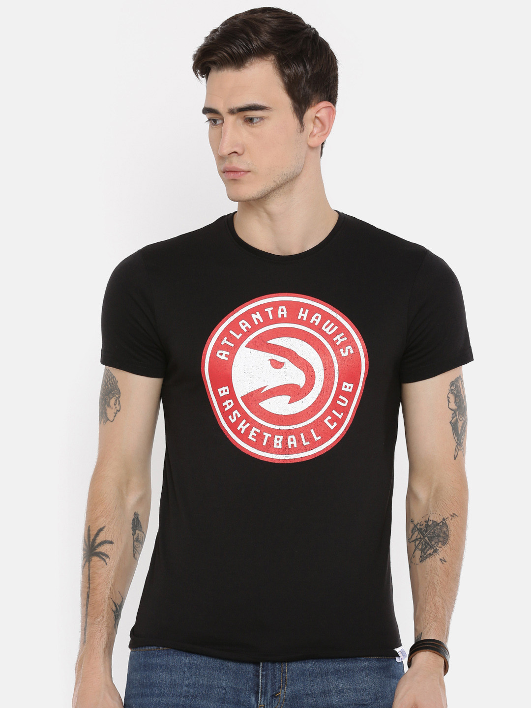 Buy NBA Men Black Printed Round Neck Atlanta Hawks T Shirt - Tshirts ...