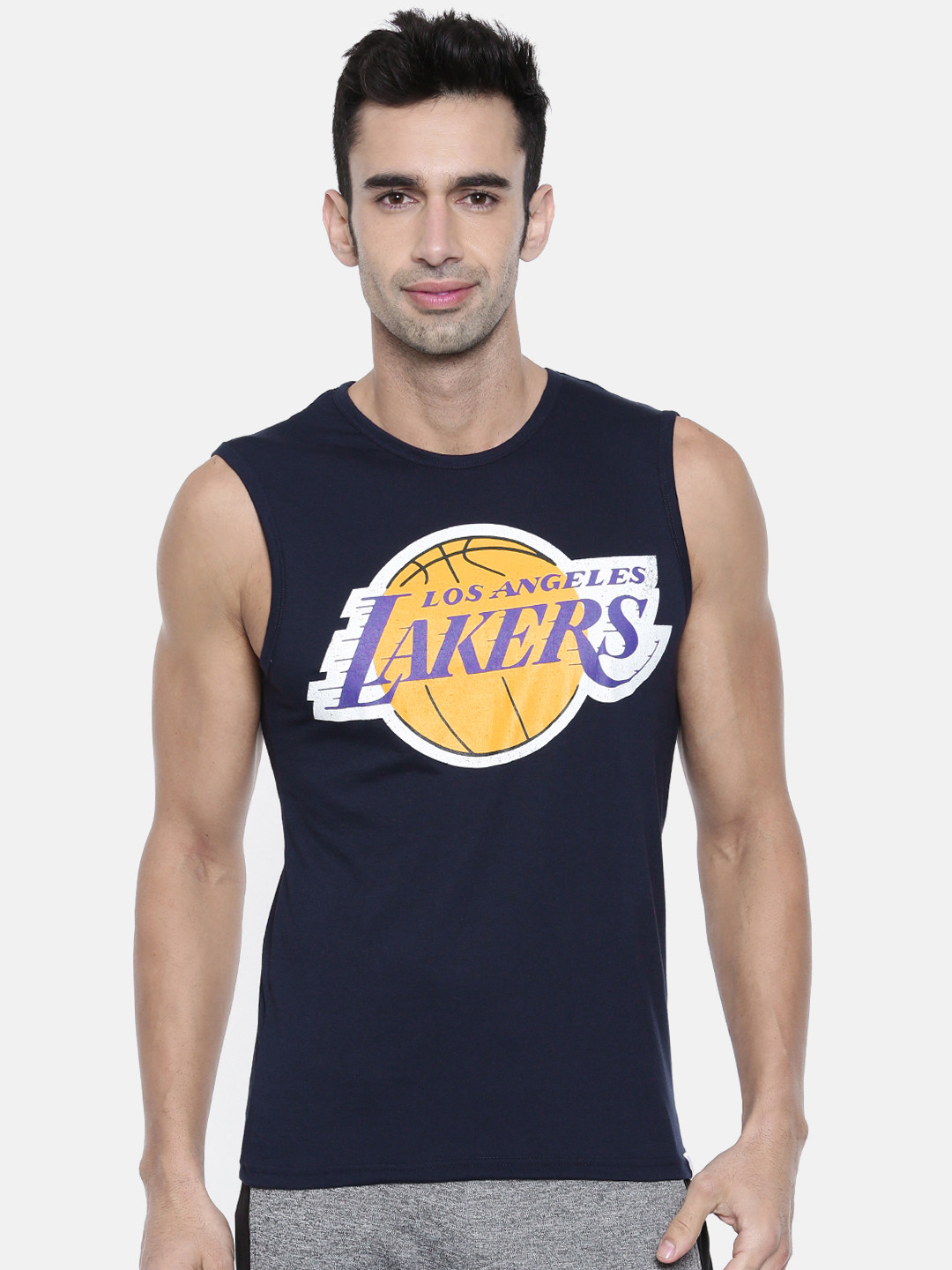 Buy NBA Men Navy Blue Printed Round Neck Sleeveless T Shirt - Tshirts ...