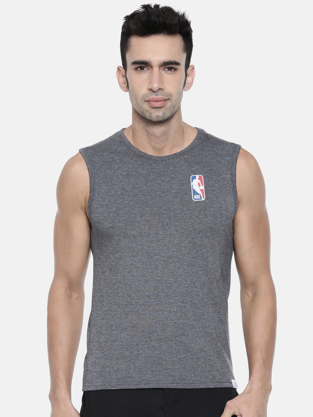 Buy NBA Men Charcoal Grey Solid Round Neck Basketball T Shirt - Tshirts ...