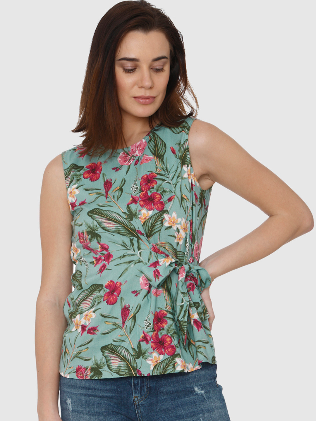 Buy Vero Moda Women Green Printed Top - Tops for Women 8735947 | Myntra