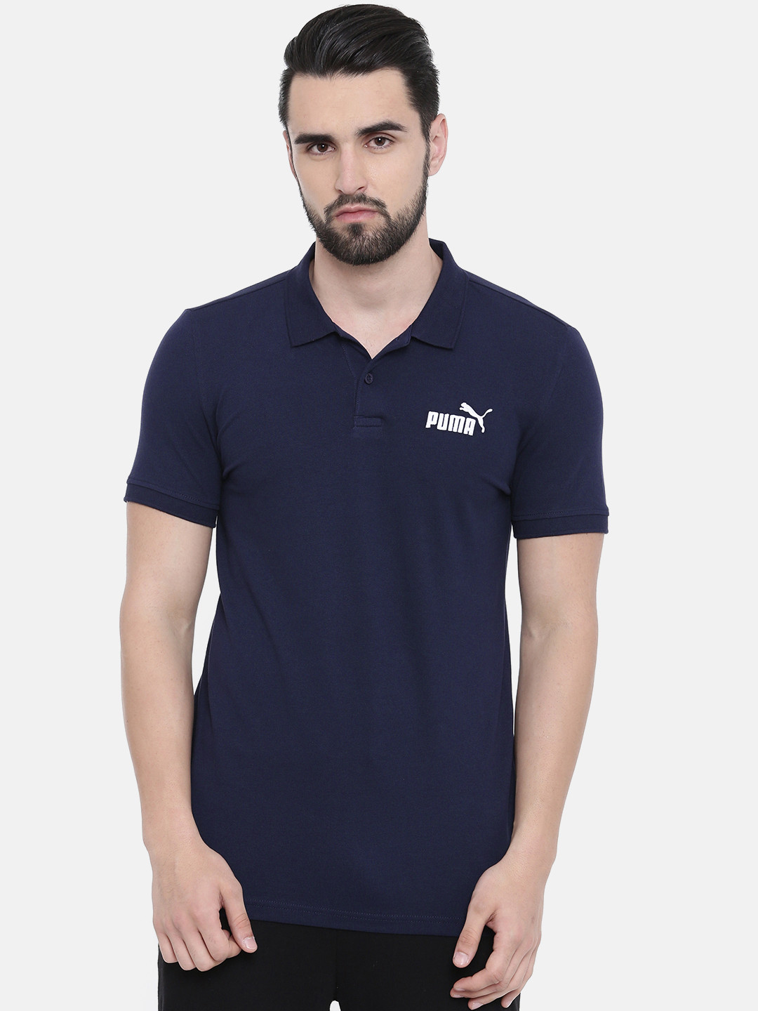 Buy Puma Men Navy Blue Solid Polo Collar T Shirt - Tshirts for Men ...