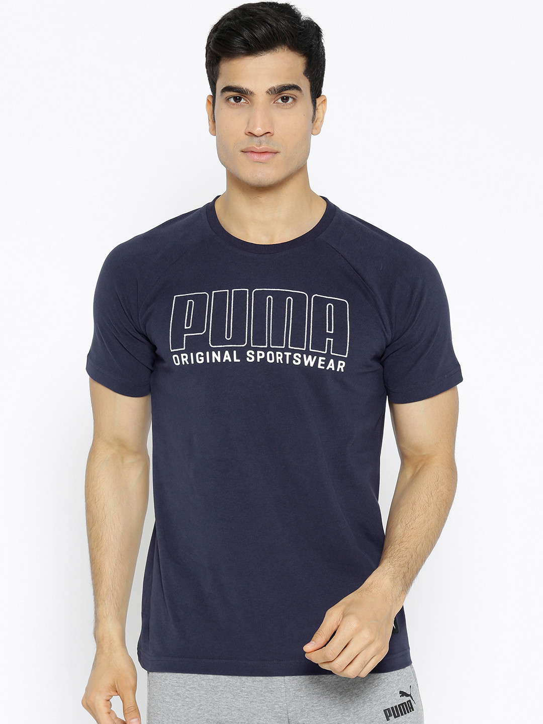 Buy Puma Men Navy Blue Athletics Graphic Pure Cotton T Shirt - Tshirts ...