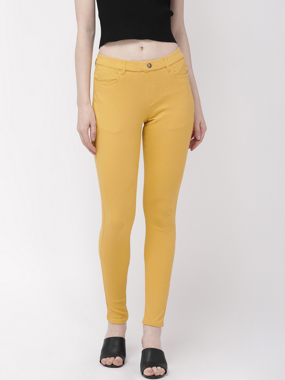 Buy Go Colors Women Yellow Solid Jeggings - Jeggings for Women 8756527 ...
