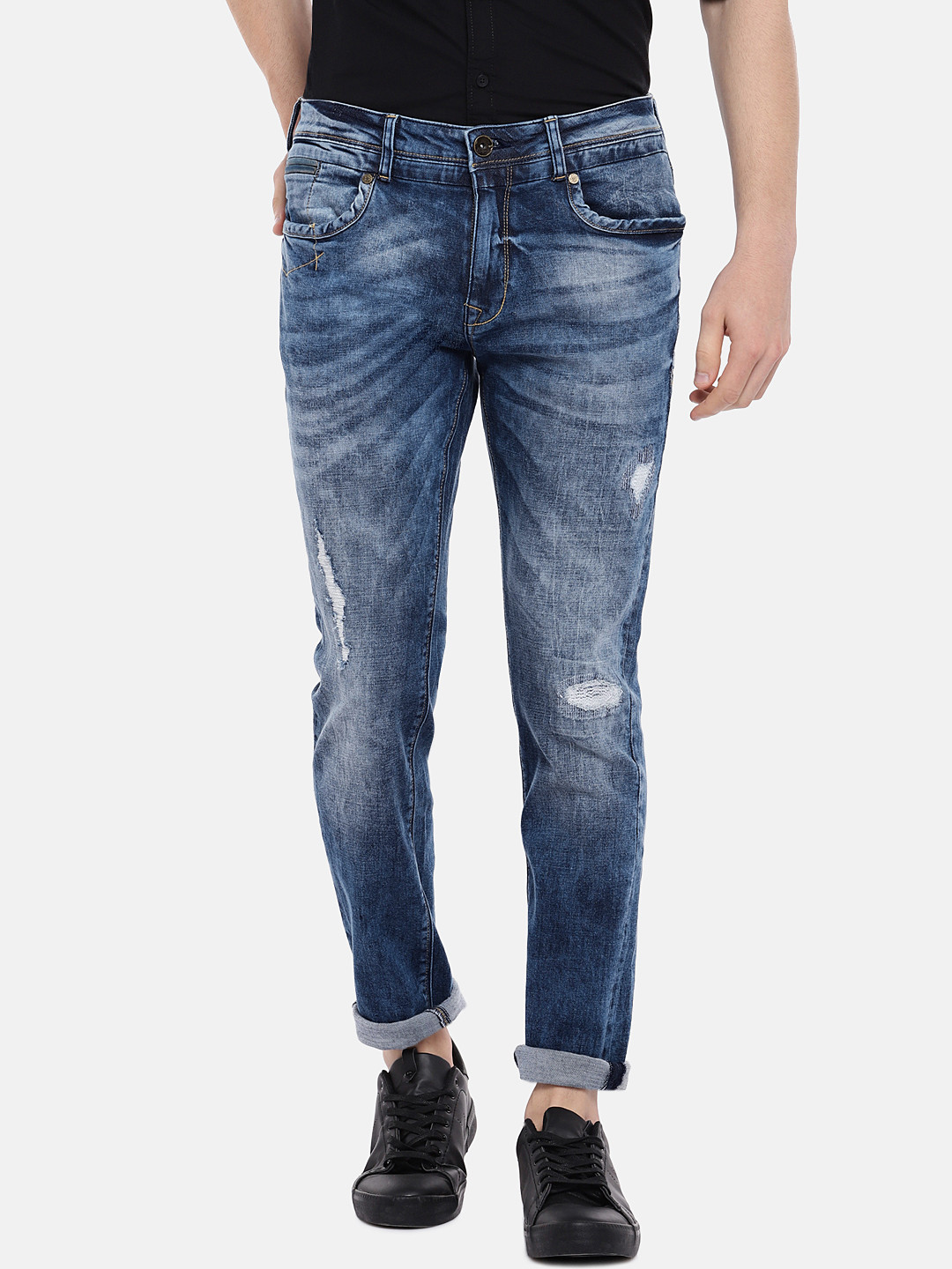 Buy Ed Hardy Men Blue Skinny Fit Mid Rise Mildly Distressed Stretchable ...