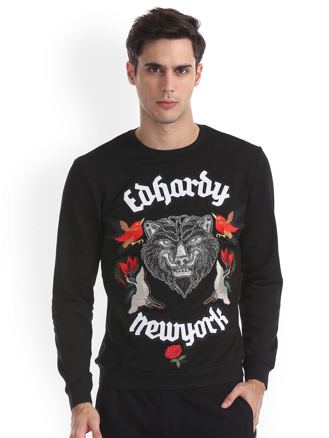 Buy Ed Hardy Men Black Printed Sweatshirt - Sweatshirts for Men 8760557 ...