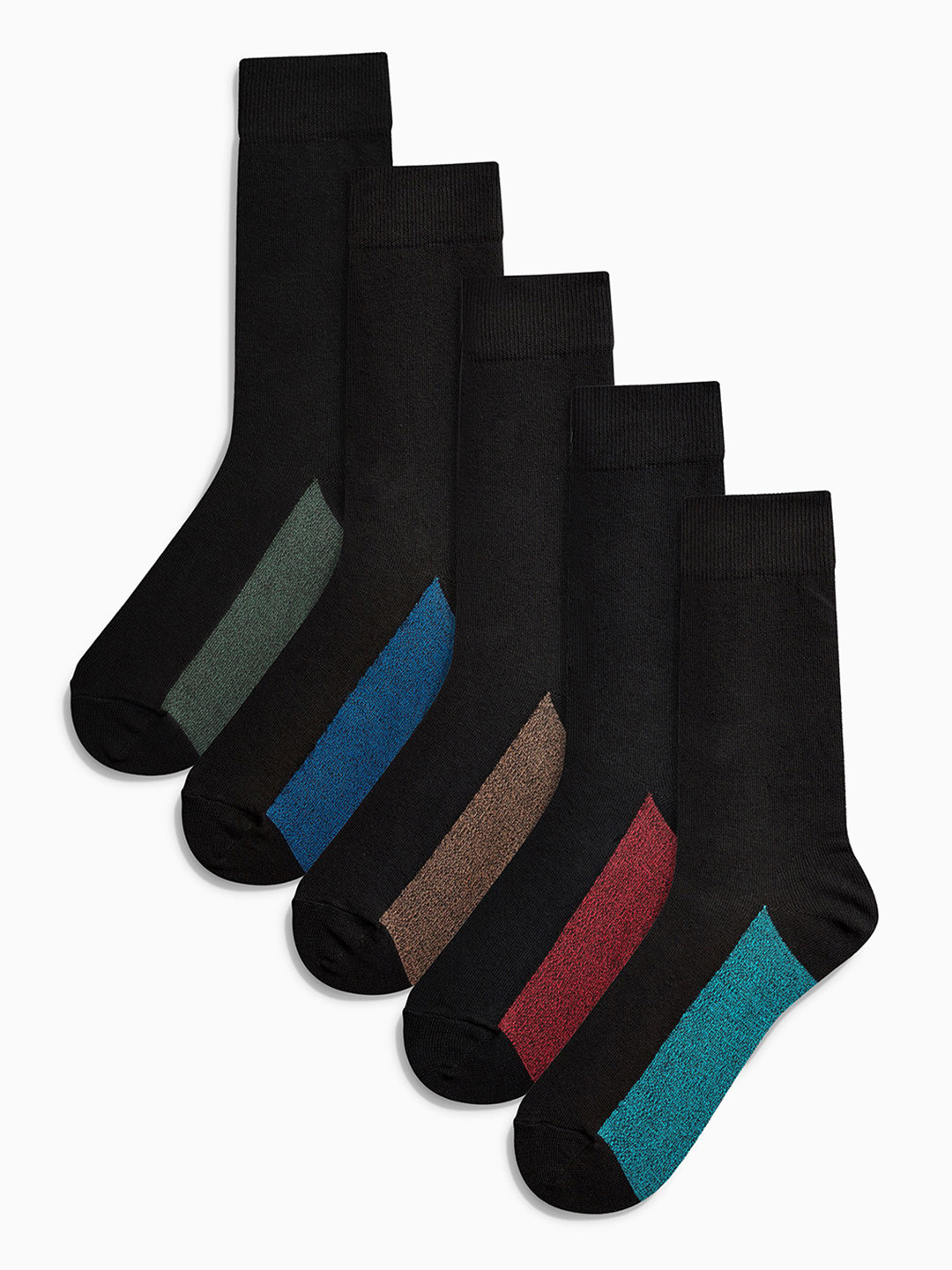 Buy Next Men Pack Of 5 Black Colourblocked Calf Length Socks - Socks ...