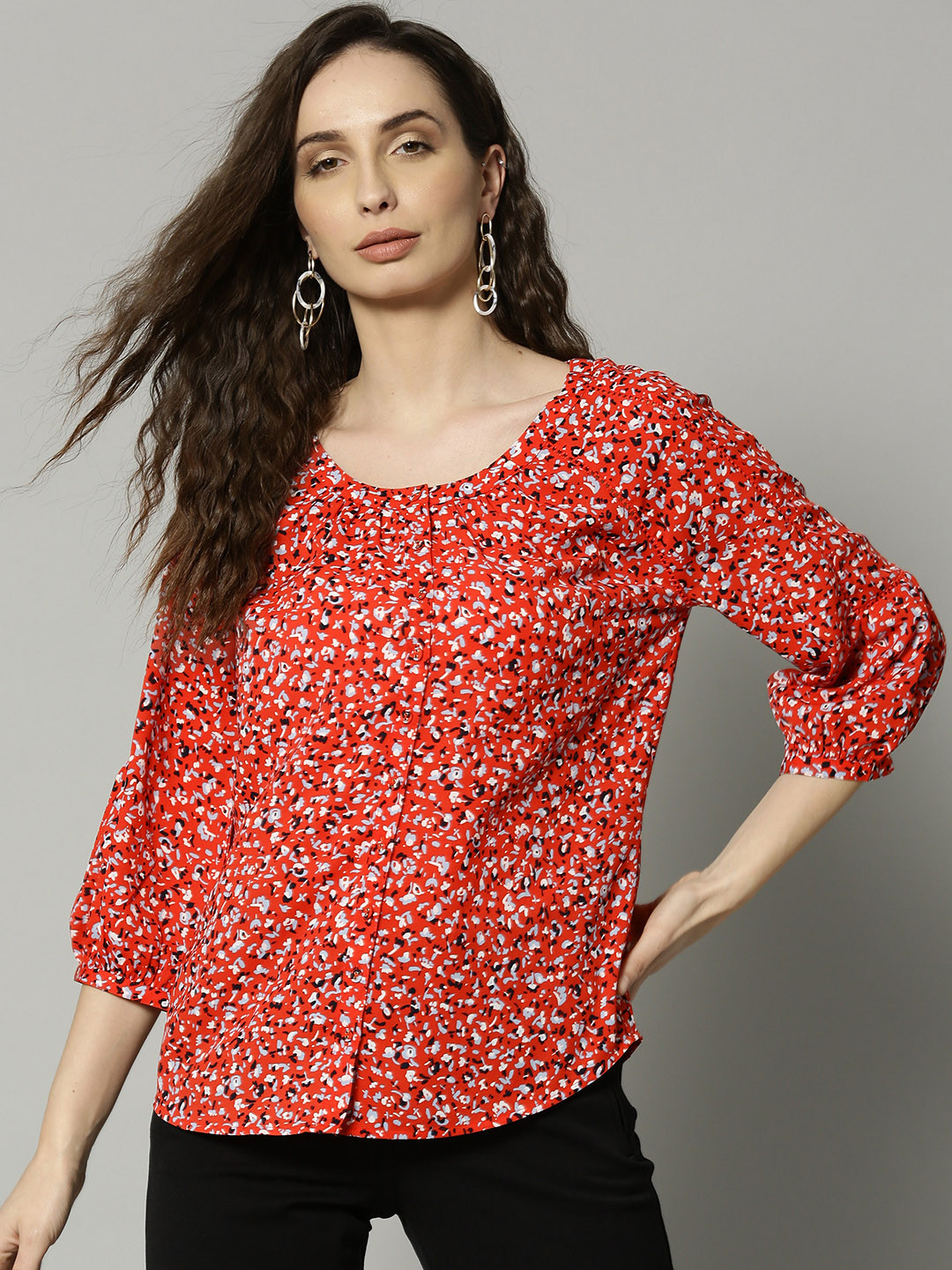 Buy Marks & Spencer Women Red Printed Top - Tops for Women 8790761 | Myntra
