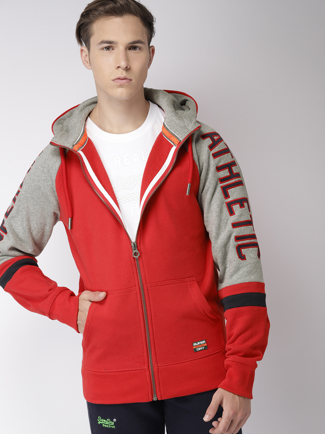 Buy Superdry Men Red Solid Hooded Sweatshirt - Sweatshirts for Men ...