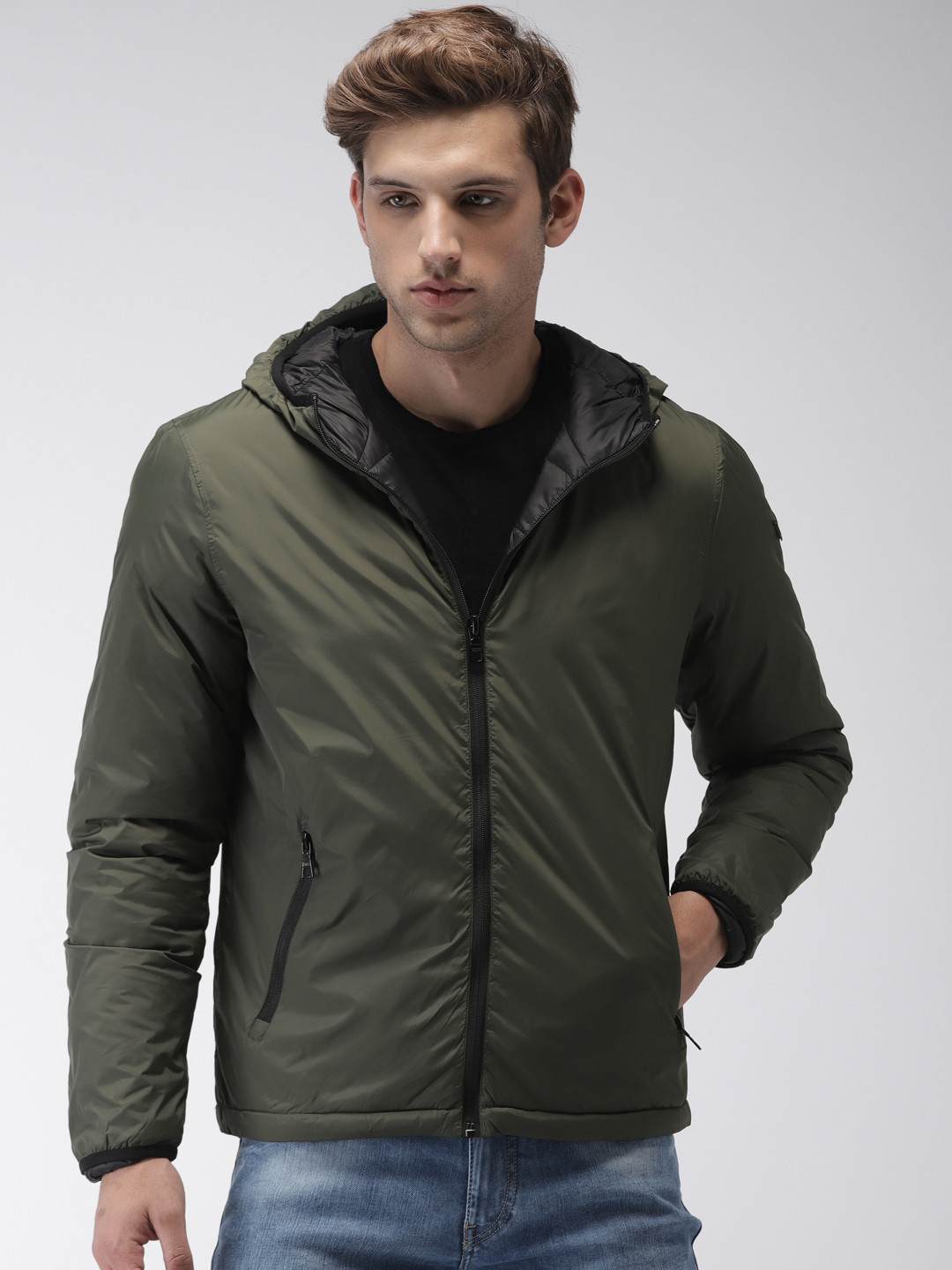 Buy GAS Men Olive Green Solid Padded Jacket - Jackets for Men 8811647 ...
