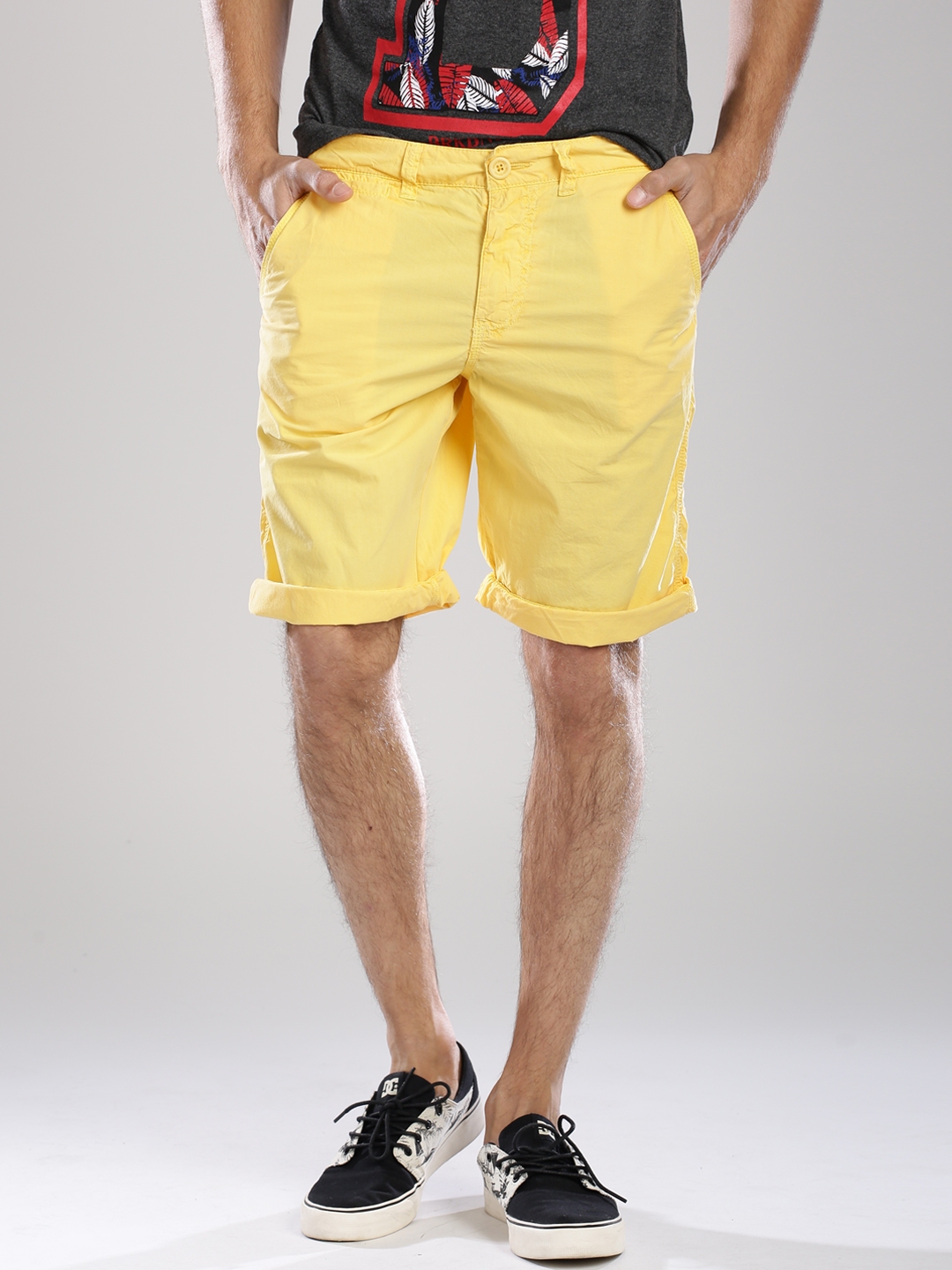 Buy Breakbounce Yellow Astral Polite Hug Fit Shorts Shorts For Men 881297 Myntra