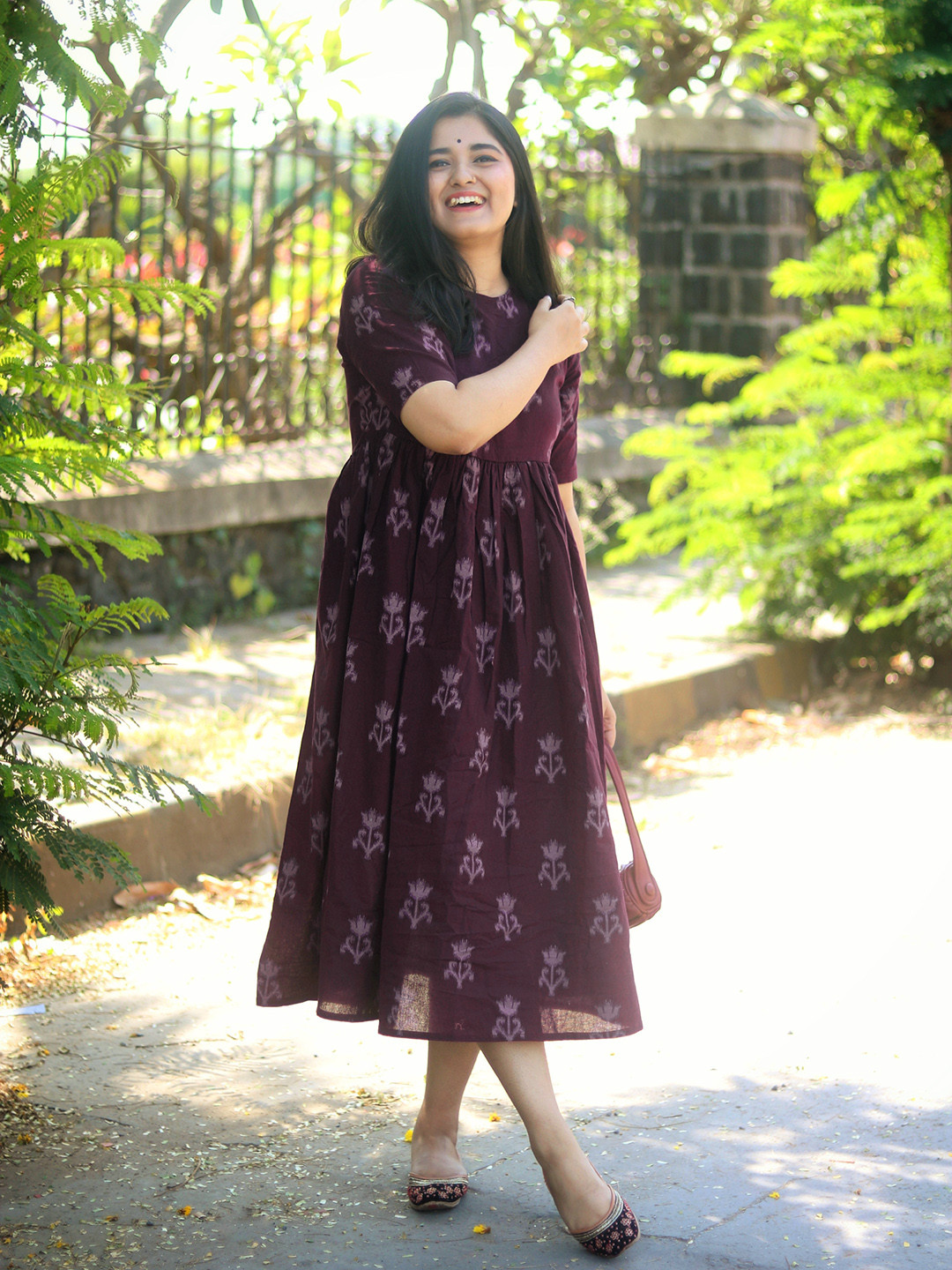 Buy Vishudh Women Purple Printed Maxi Dress - Ethnic Dresses for Women ...