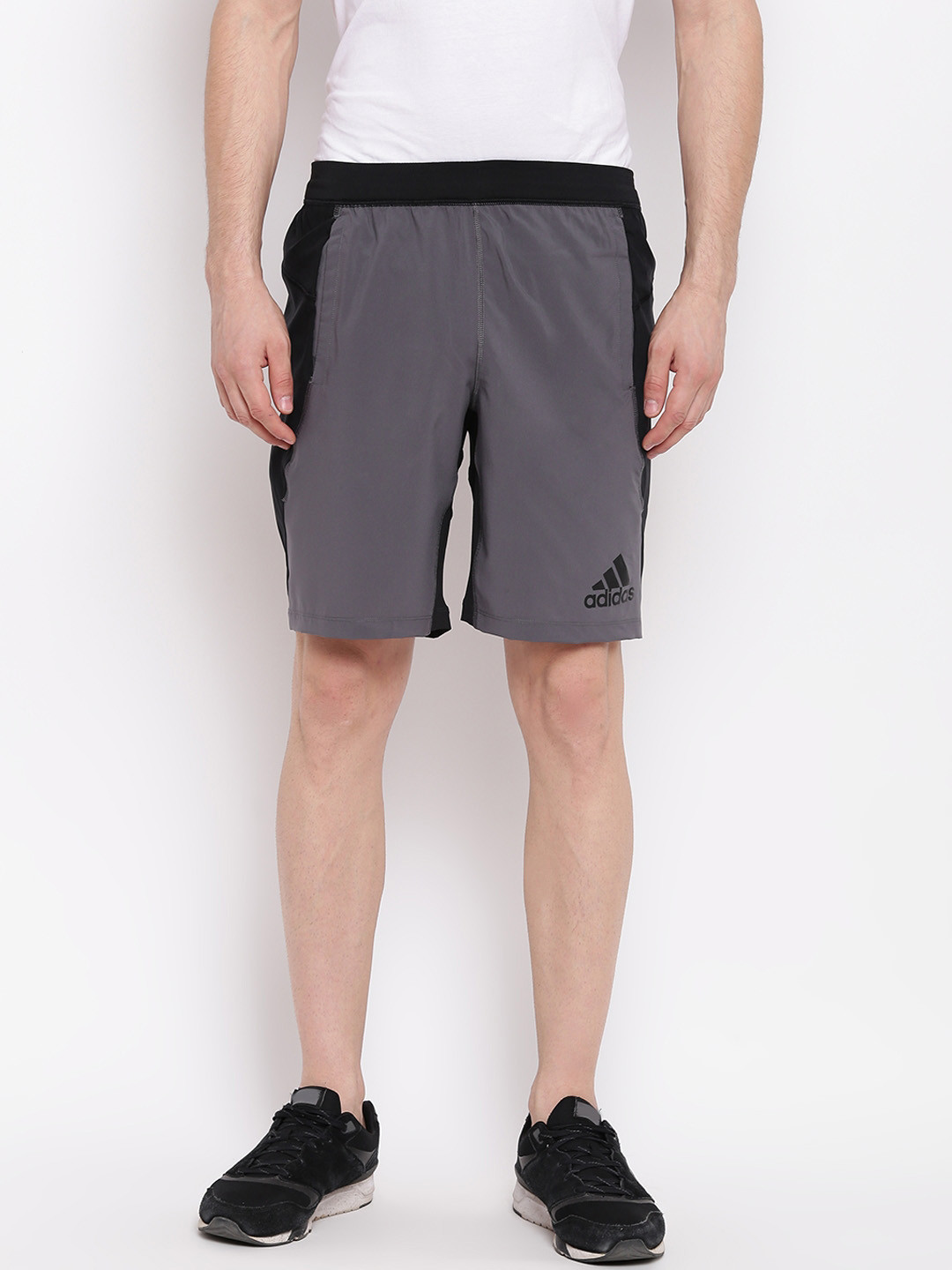 Buy ADIDAS Men Grey & Black Solid 4K Sports Shorts - Shorts for Men ...
