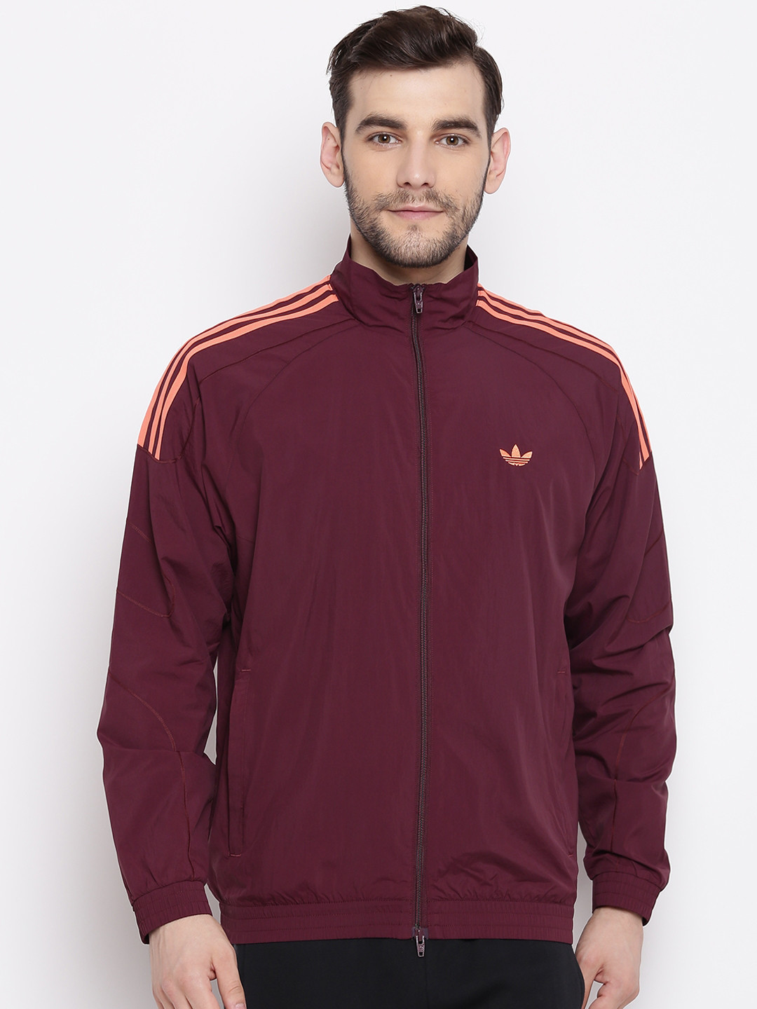 Buy ADIDAS Originals Men Maroon FLAMESTRK WV TT Solid Sporty Jacket ...