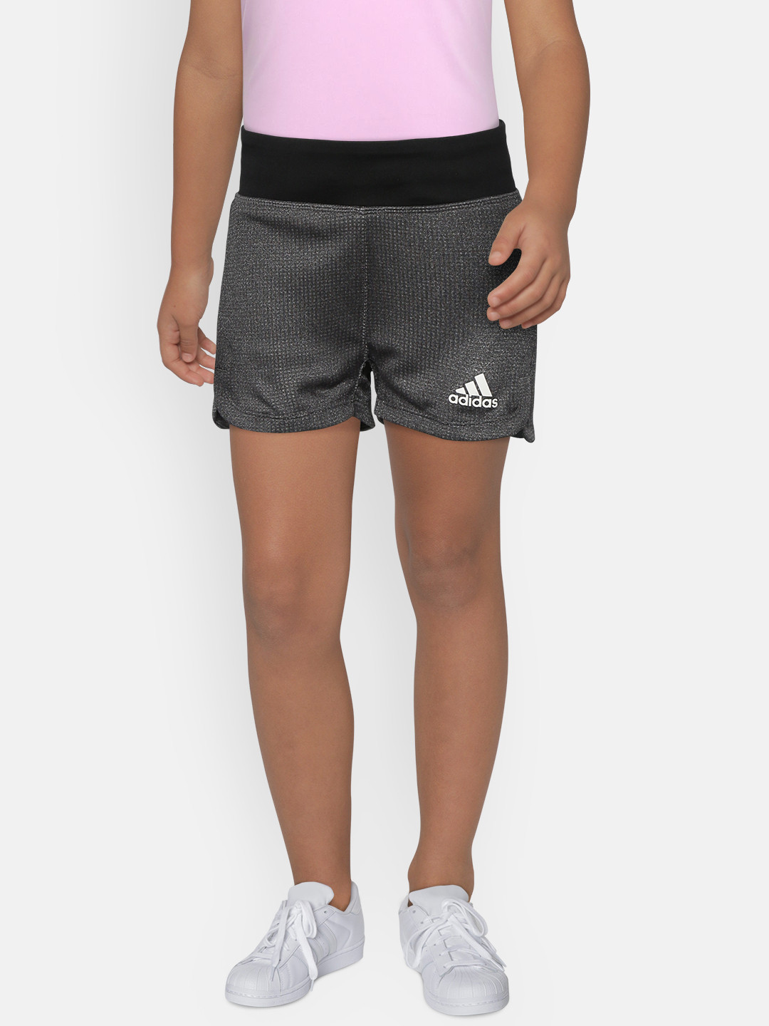 Buy ADIDAS Girls Charcoal Grey Chill Solid Training Shorts - Shorts for ...