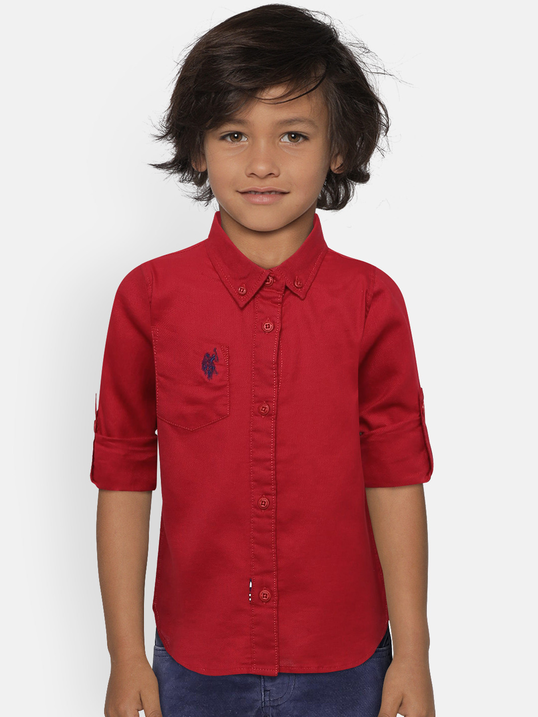 Buy U.S. Polo Assn. Kids Boys Red Regular Fit Solid Casual Shirt ...