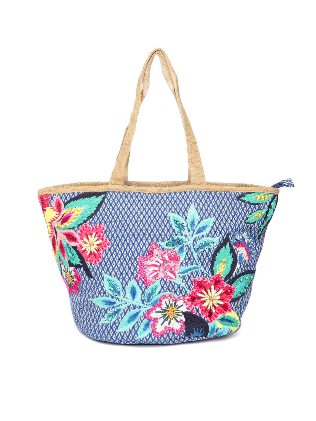 Buy Accessorize Blue & Beige Embroidered Tote Bag - Handbags for Women ...