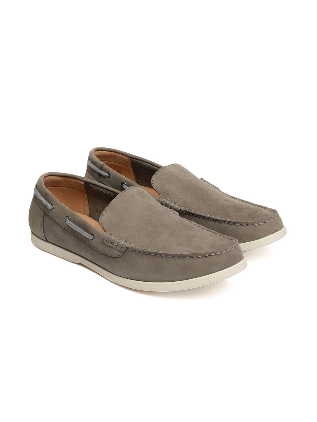 Buy Clarks Men Grey Morven Nubuck Leather Slip On Sneakers - Casual ...