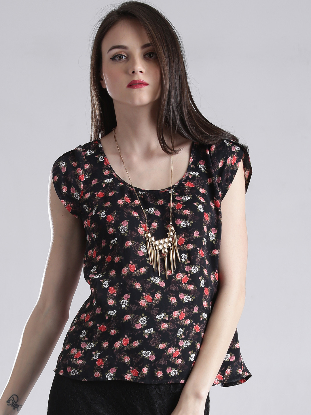 Buy GUESS Black Floral Print Top - Tops for Women 886209 | Myntra