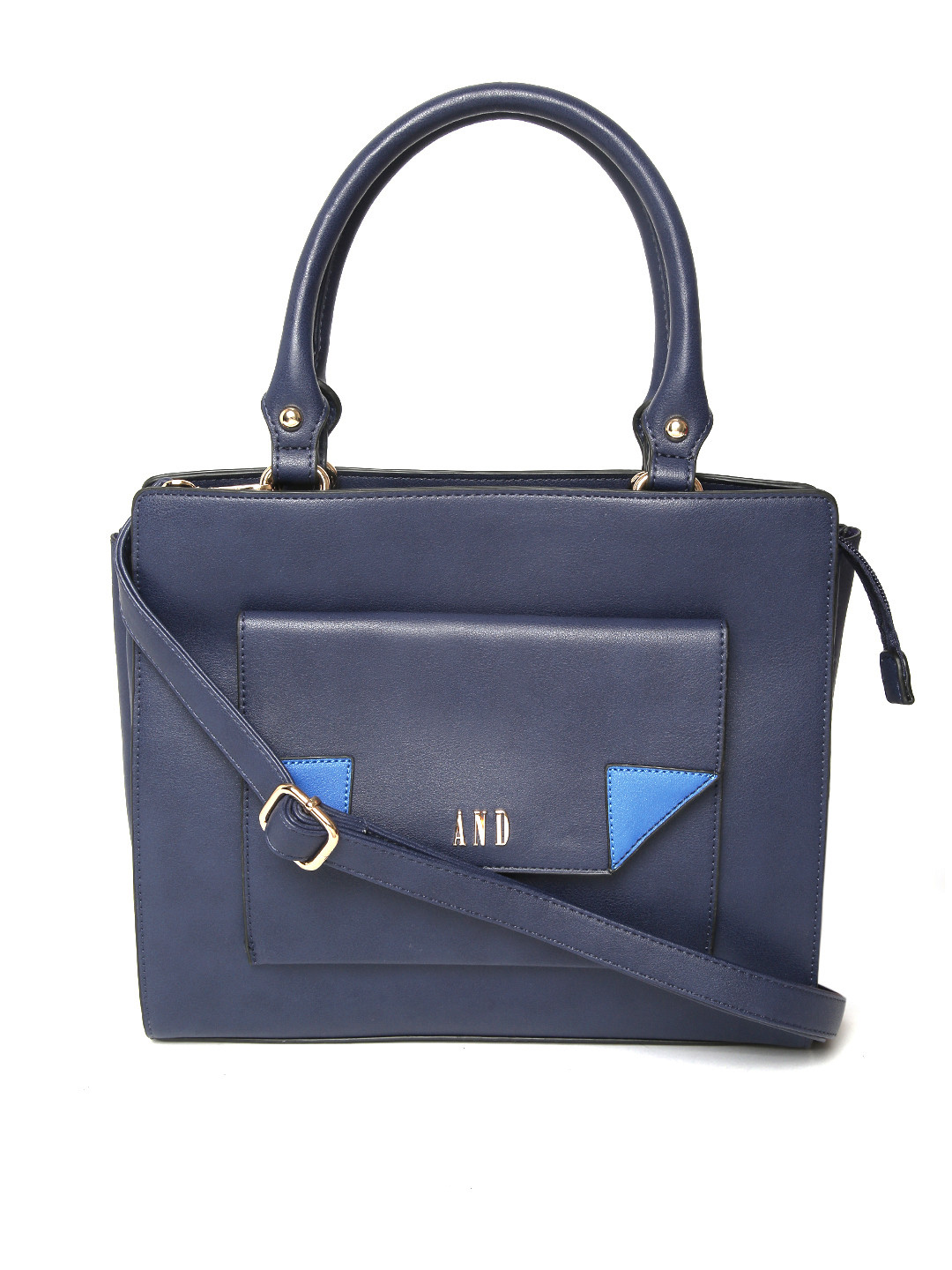 Buy AND Navy Blue Solid Handheld Bag - Handbags for Women 8882963 | Myntra