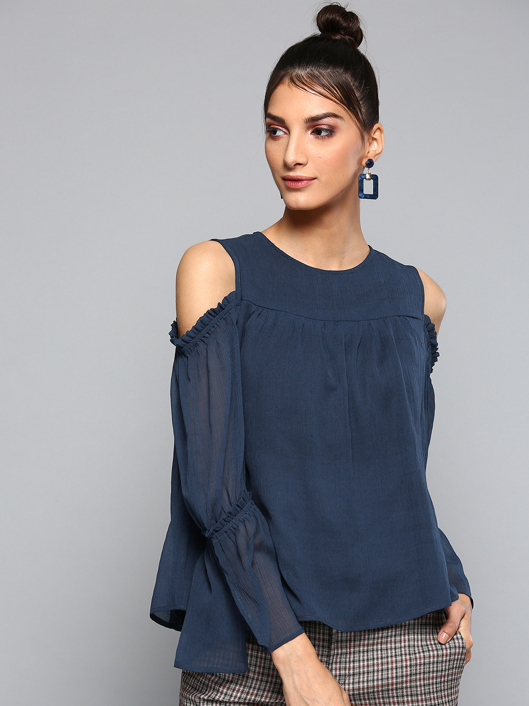 Buy RARE Women Navy Blue Solid Top - Tops for Women 8933273 | Myntra