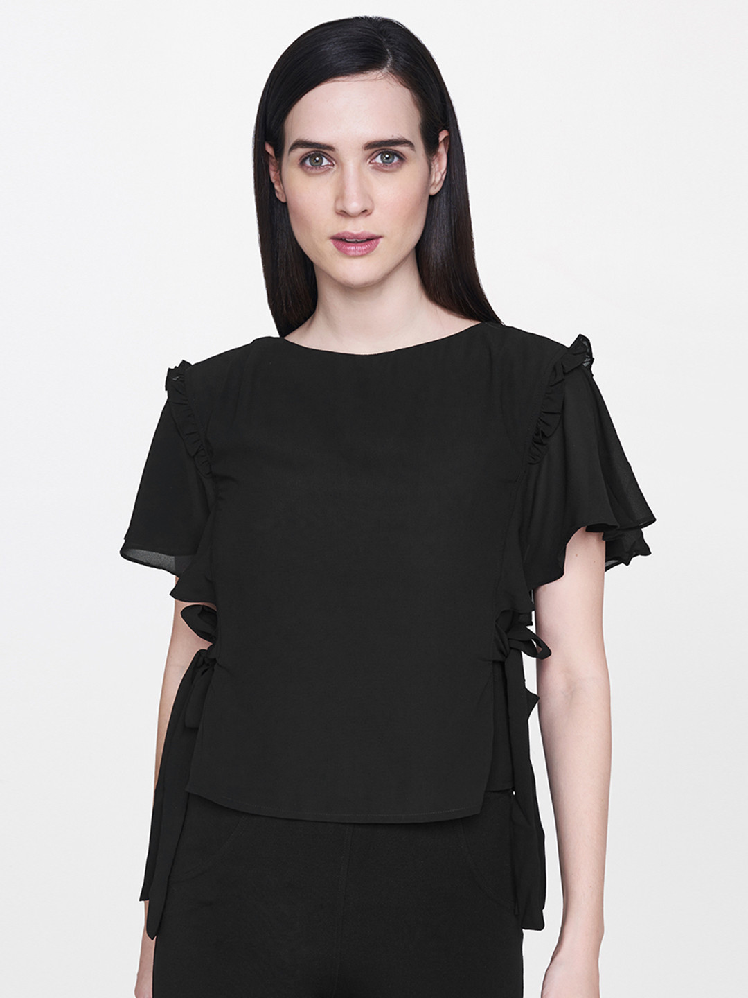 Buy AND Women Black Solid Top - Tops for Women 8934881 | Myntra